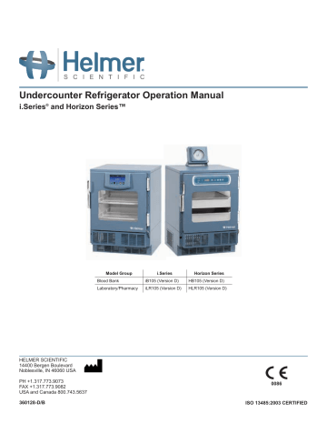 Helmer Horizon series, i.series, iB105 D Operation Manual | Manualzz