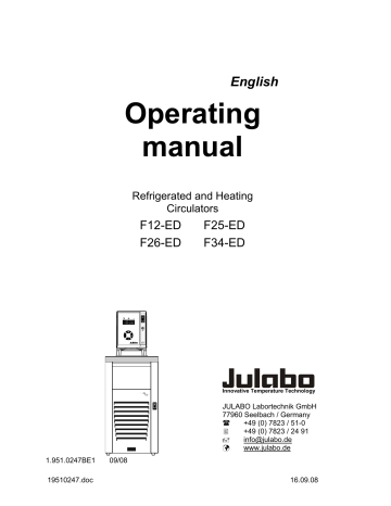 Julabo F12-ED, F26-ED Operating Manual | Manualzz