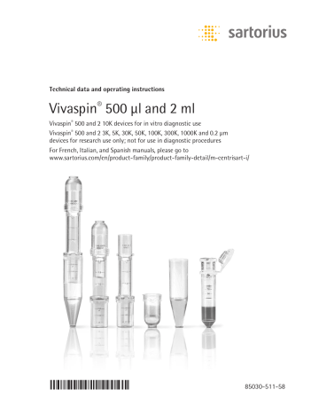 Sartorius Vivaspin 500 Operating Instructions Manual | Manualzz