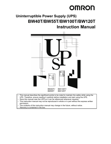 Omron BW100T, BW40T Instruction Manual | Manualzz