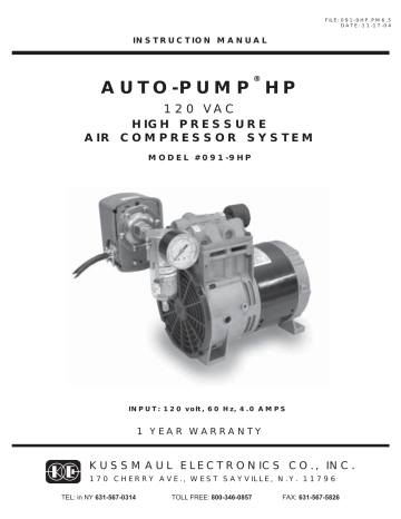 KUSSMAUL Auto-Pump 091-9HP Instruction Manual | Manualzz