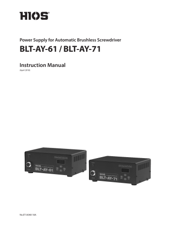 HIOS BLT-AY-61, BLT-AY-71 Instruction Manual | Manualzz