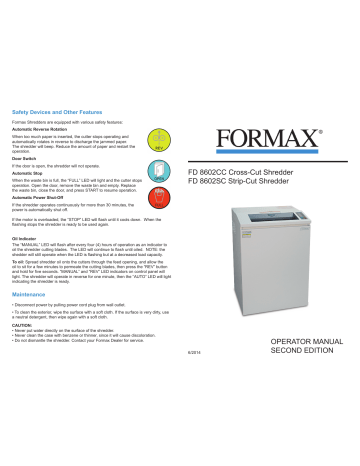 Formax FD 8602CC Operator's Manual | Manualzz