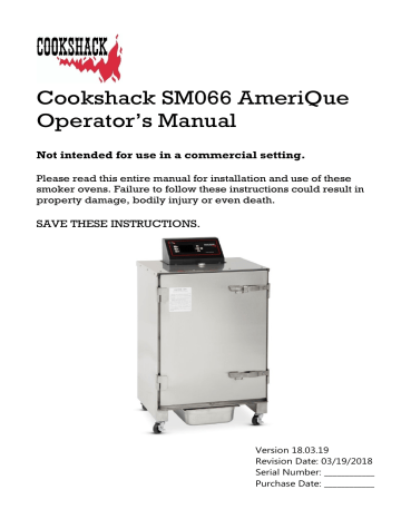 Cookshack SM066 Bbq And Gas Grill Owner's Manual | Manualzz