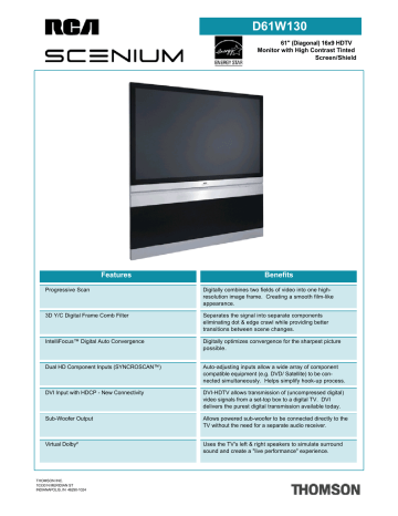 RCA Scenium D61W130 Brochure & Specs | Manualzz