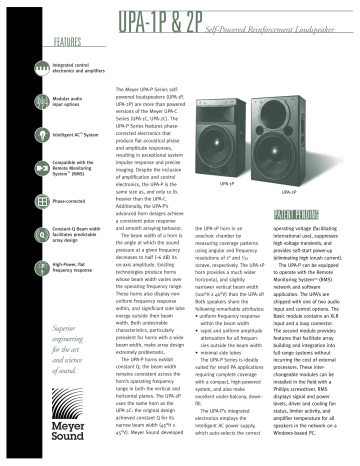 Meyer Sound UPA-1P, UPA-2P Specification Sheet | Manualzz