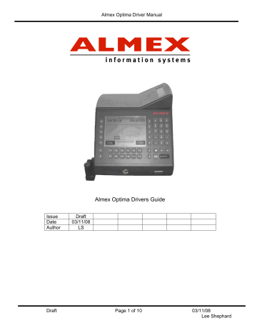 Almex Optima Driver Manual | Manualzz