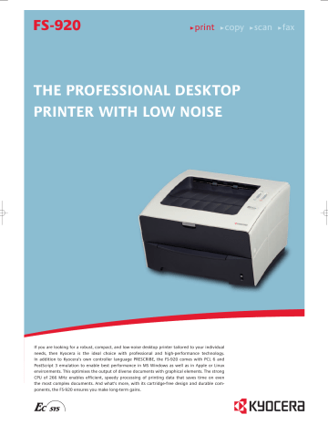 Kyocera FS-920 Specifications | Manualzz