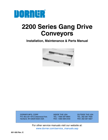 Dorner 2200 series Installation Manual | Manualzz
