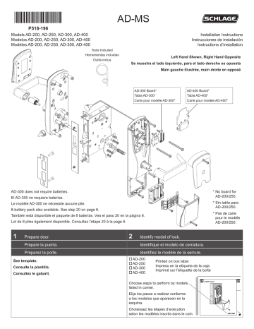 Schlage AD-300, AD-400 Installation Instructions Manual | Manualzz
