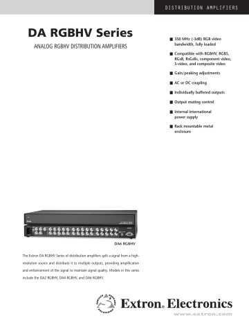 Extron electronics DA6 RGBHV Specifications | Manualzz
