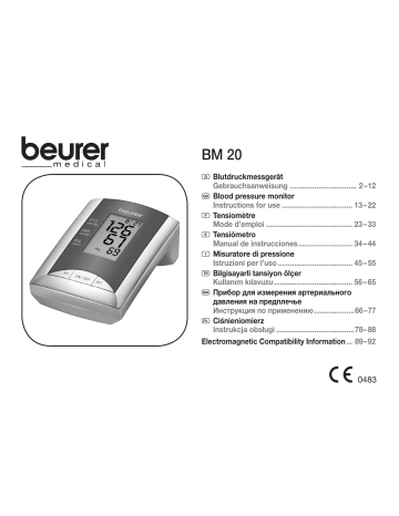 Beurer DM 20 Instructions For Use Manual | Manualzz
