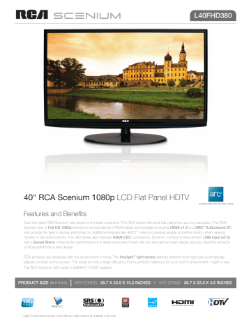 RCA Scenium L40FHD380 Specifications | Manualzz