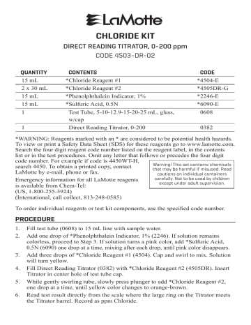LaMotte 4503-DR-02 Instructions | Manualzz