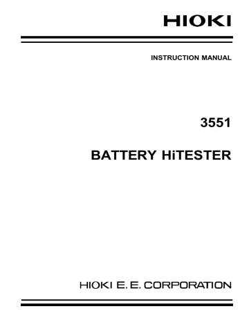 Hioki BATTERY HiTESTER 3551 Instruction Manual | Manualzz