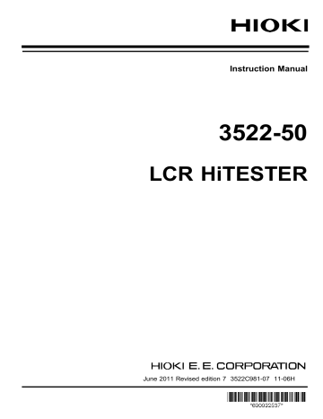 Hioki LCR HiTESTER 3522-50 Instruction Manual | Manualzz