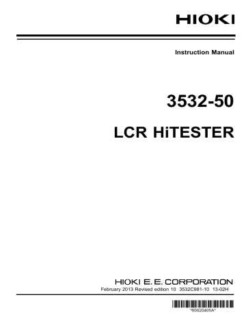 Hioki LCR HiTESTER 3532-50 Instruction Manual | Manualzz