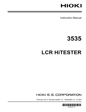Hioki LCR HiTESTER 3535 Instruction Manual | Manualzz