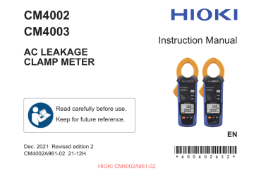 Hioki AC LEAKAGE CLAMP METER CM4002,CM4003 Instruction Manual | Manualzz