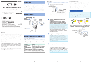 Hioki AC LEAKAGE CURRENT SENSOR CT7116 Instruction Manual | Manualzz