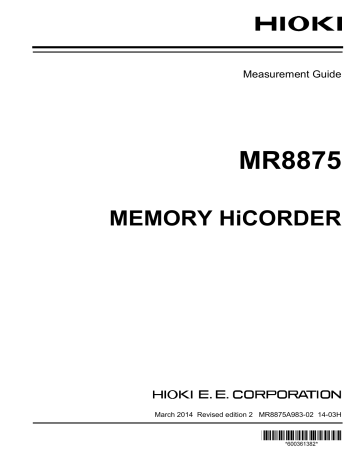 Hioki MEMORY HiCORDER MR8875 Guide | Manualzz