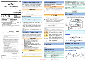 Hioki PIN TYPE PROBE L2003 Instruction Manual | Manualzz