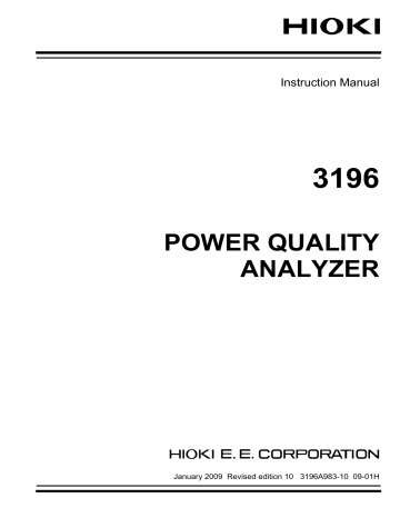 Hioki POWER QUALITY ANALYZER 3196 Instruction Manual | Manualzz