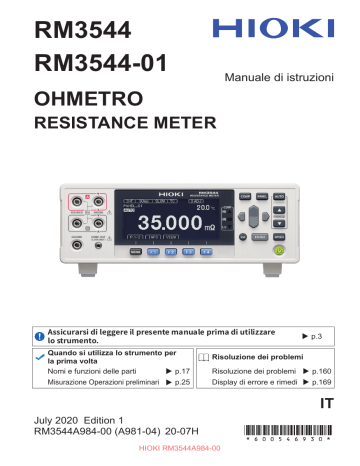 Hioki RESISTANCE METER RM3544,RM3544-01 Instruction manual | Manualzz