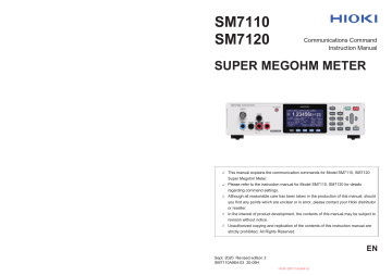 Hioki SUPER MEGOHM METER SM7110,SM7120 Instruction Manual | Manualzz