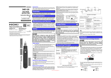 Hioki VOLTAGE DETECTOR 3481-20 Instruction Manual | Manualzz