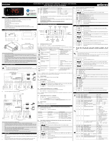 EVCO EV3294N3 Control solution Instructions Sheet | Manualzz