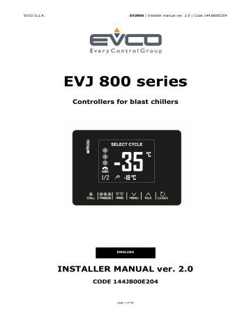 EVCO EVJ825P9PX3 Controller Installation Manual | Manualzz