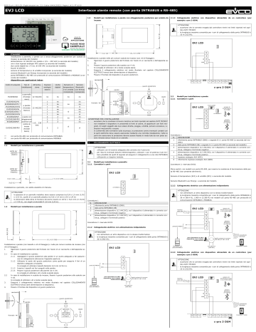 Evco EVJD900N2VWIV Remote user interface Manuale utente | Manualzz