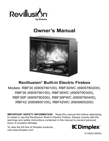 Dimplex X-RBF42 Revillusion® Built-In Firebox Owner's Manual | Manualzz
