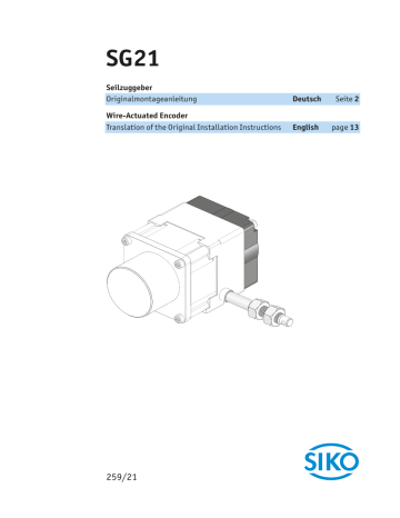 Siko SG21 Draw-Wire Encoder Installation Instructions | Manualzz