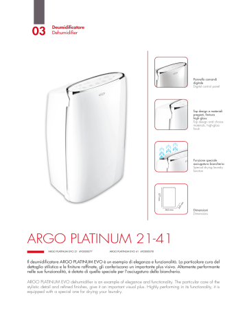 Argo PLATINUM EVO 41 DEHUMIDIFIER Scheda tecnica del prodotto | Manualzz