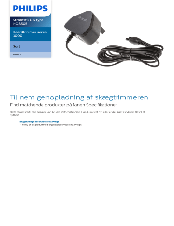Philips CP1753/01 Strømstik UK type HQ8505 Produktdatablad | Manualzz