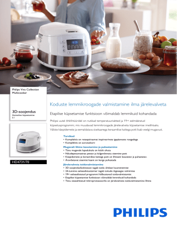 Philips HD4731/70 Viva Collection Multicooker Toote andmeleht | Manualzz