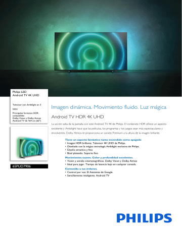 Philips 65PUD7906/77 LED Android TV 4K UHD Hoja de datos del producto ...