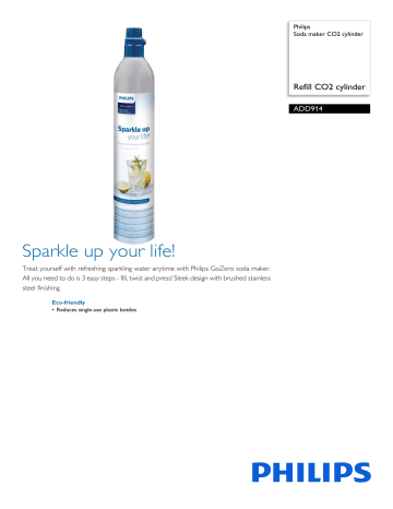Philips ADD914/10 Soda maker CO2 cylinder Product datasheet | Manualzz