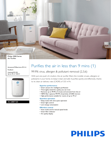 Philips AC2887/20 2000 Series Air Purifier Product datasheet | Manualzz