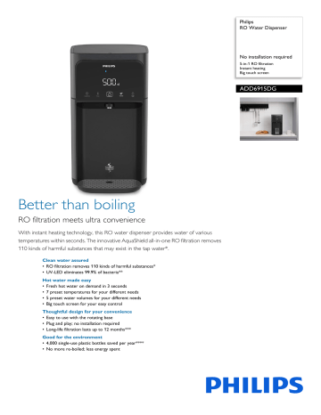 Philips ADD6915DG/90 RO Water Dispenser Product datasheet | Manualzz