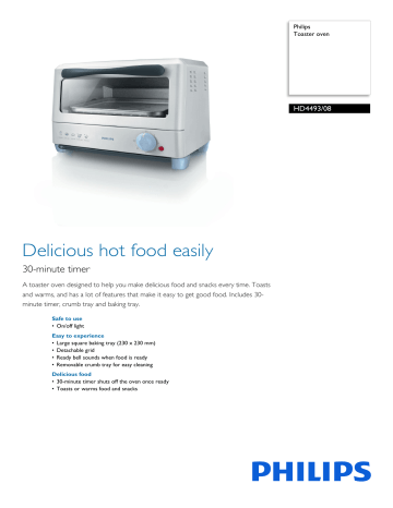 Philips HD4493/08 Toaster oven Product datasheet | Manualzz