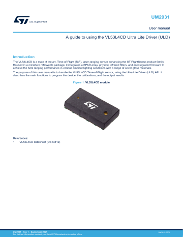 ST VL53L4CD Ultra Lite Driver (ULD) User Manual | Manualzz