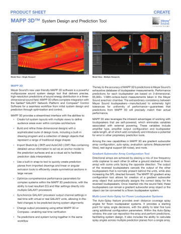 Meyer Sound MAPP 3D System Design and Prediction Tool Product sheet ...
