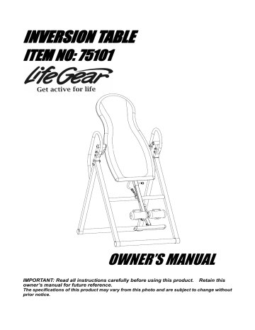 Lifegear 75101 Inversion Table Owner Manual | Manualzz