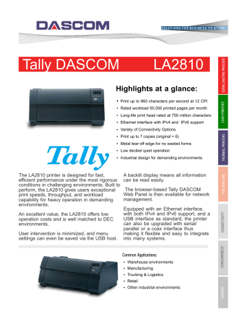 Dascom LA2810 Spec Sheet | Manualzz