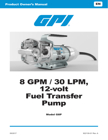INSTALLATION INSTRUCTIONS. GPI 12-volt Fuel Transfer Pump | Manualzz