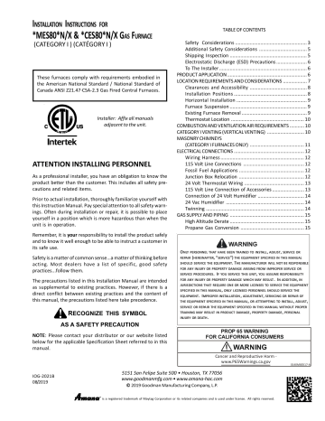 Intertek Gas Furnace Installation Guide | Manualzz