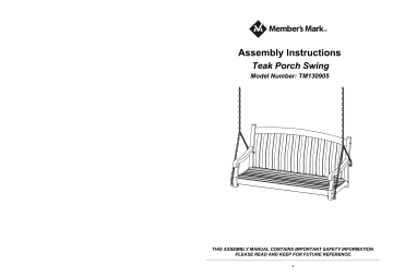 Member s Mark Teak Porch Swing Instruction manual | Manualzz